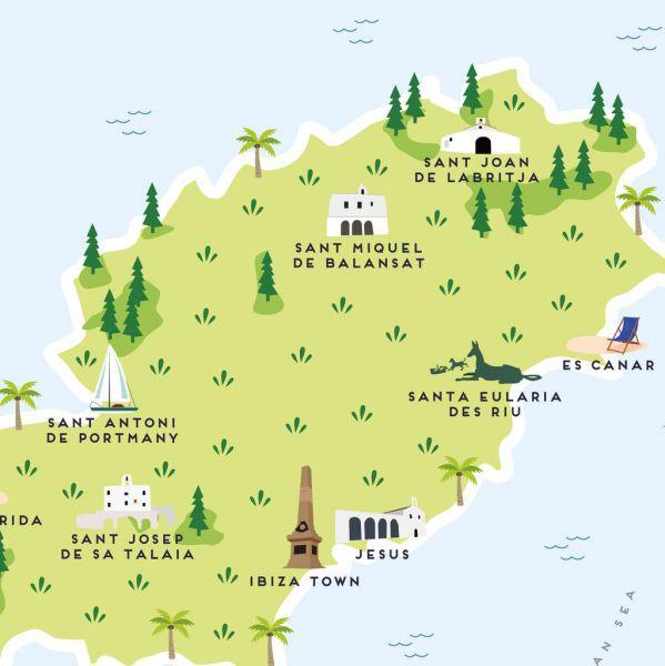 Illustrated Ibiza Map Print – Pepper Pot Studios