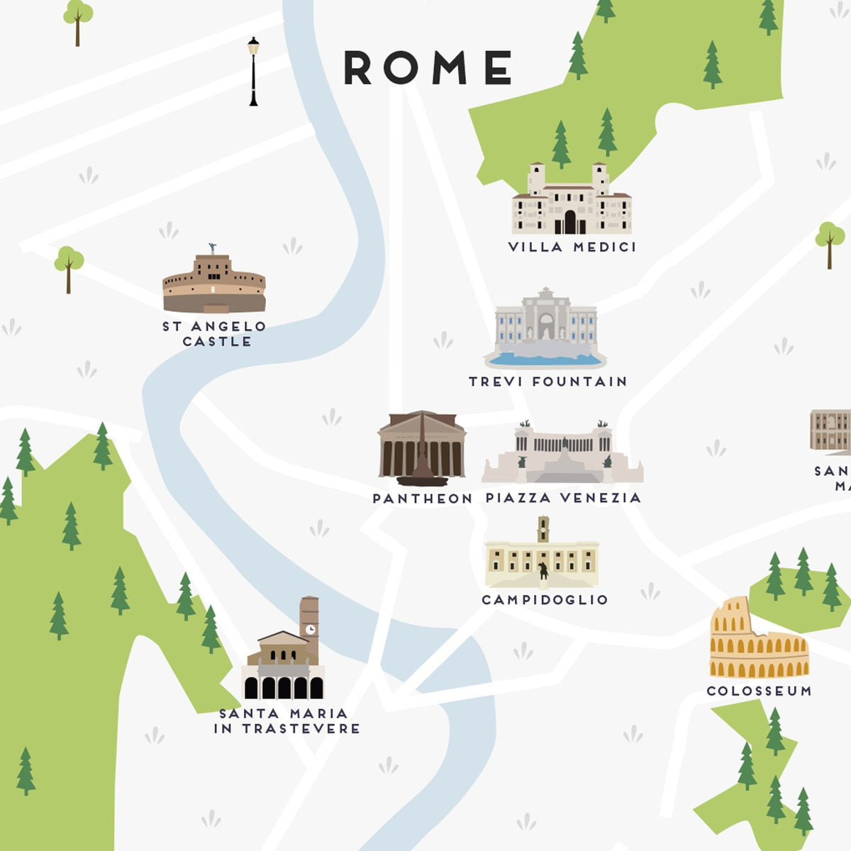 Illustrated Rome Map Print – Pepper Pot Studios