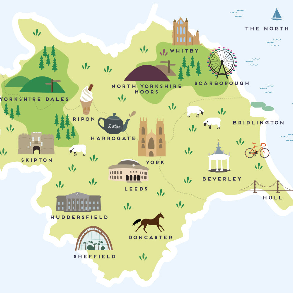 Illustrated Yorkshire Map Print – Pepper Pot Studios